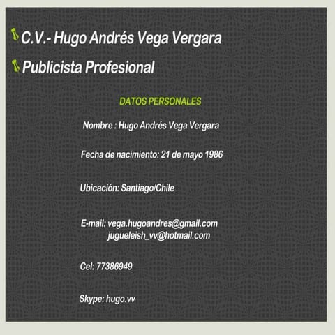 Cv Hugo Vega Vergara Publicista Doc | PPT