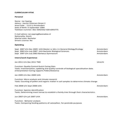 Cv ian epping (engels) v2 | PDF