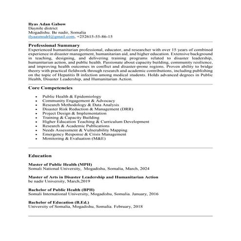 CV Ilyas Adan Gabow .pdfb b b bghhgvxghhvvvvvh | PDF