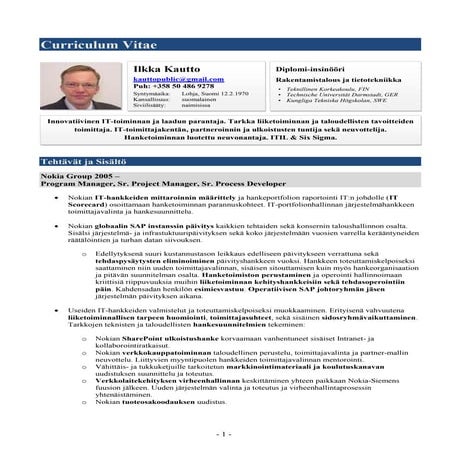 Cv it management finnish | PDF