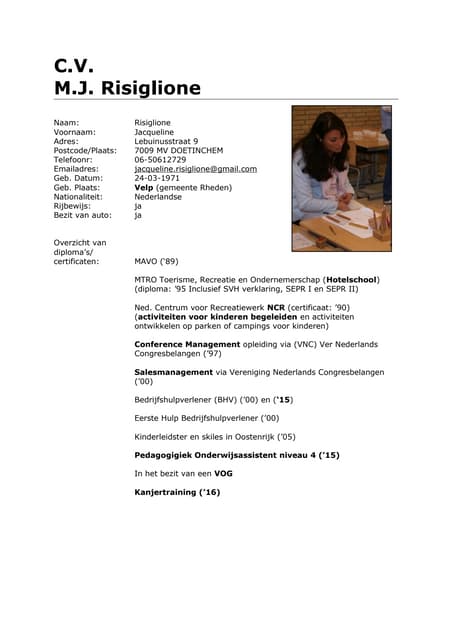 CV Fabienne Knuvers | PDF | Food & Drink