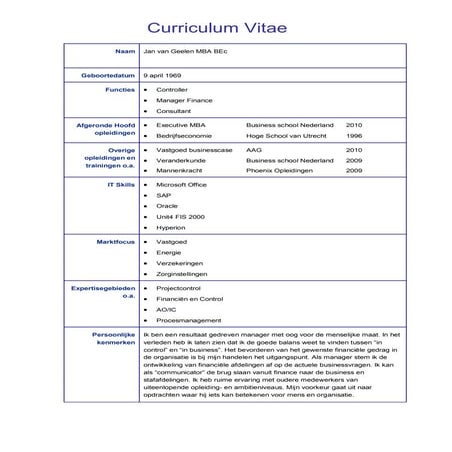 CV Jan Van Geelen | PDF
