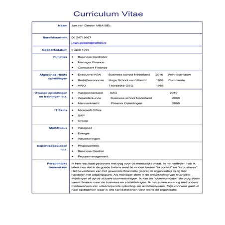 CV Jan Van Geelen | PDF