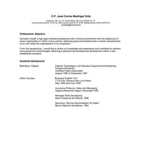 Cv J Carlos Madrigal Ingles | DOC