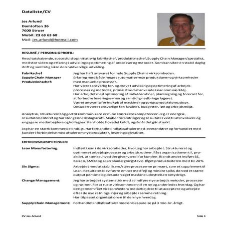 Cv jes arlund | PDF