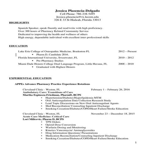 Jessica Plasencia presentations