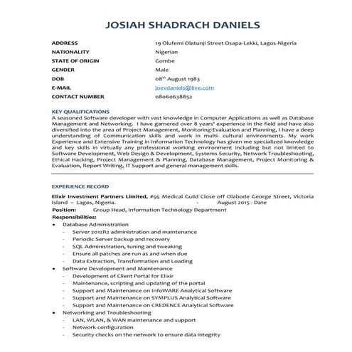 CV [Joe Daniels] | DOCX