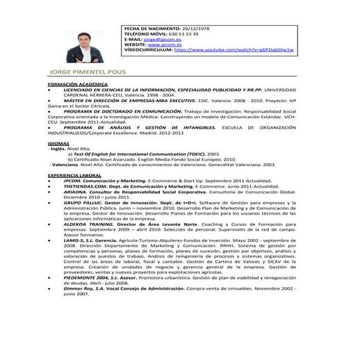 Cv jorge pimentel | PDF