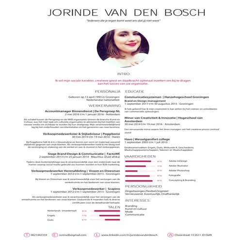 CV van Jorinde van den Bosch | PDF