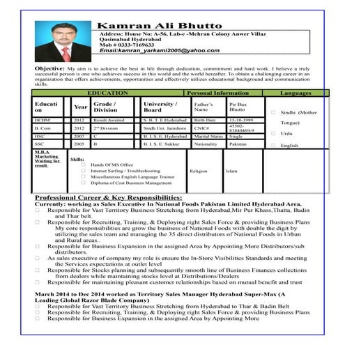 Cv kamran bhutto | DOC