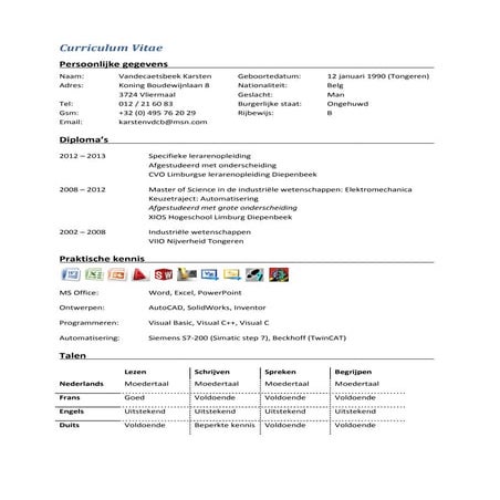 Cv karsten vandecaetsbeek | PDF