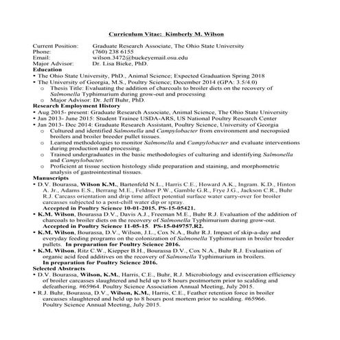 CV Kim Wilson | PDF | Veterinary Medicine | Pets