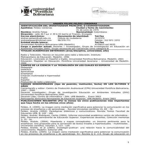 Hoja de vida | PDF