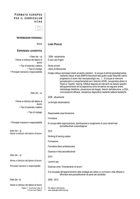 Curriculum vitae michela rossetti | PDF