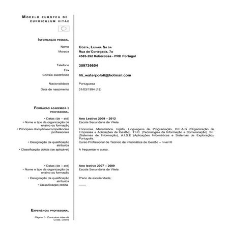 Cv Template Pt Pt | DOC