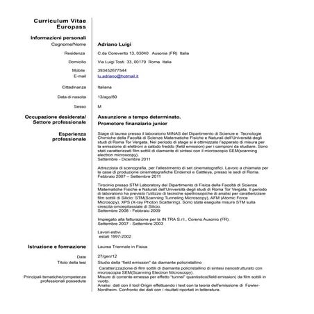 Europass cv-padalino | PDF