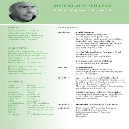 Cv marcel willems 2020 acteren | PDF