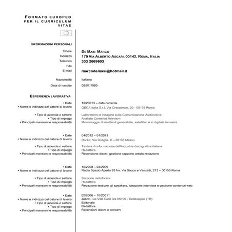 Cv marco de masi (1) | PDF | Education