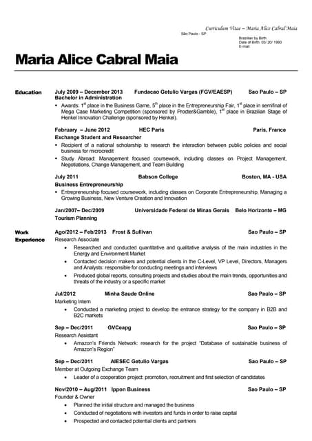 Maria Bourke CURRICULUM VITAE | PDF