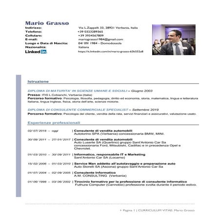 Cv mario automobili 2019 | PDF
