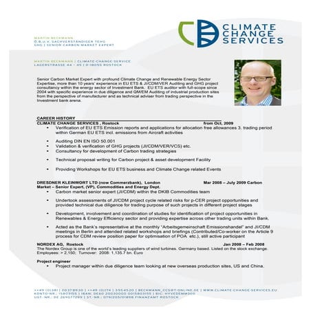 CV Martin Beckmann Expert carbon market 1214 | PDF