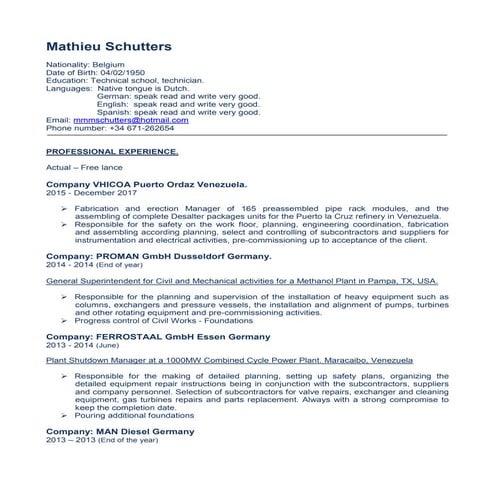 Cv mathieu schutters | PDF