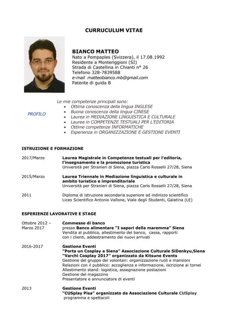 Cv Tommaso Cinti | PDF