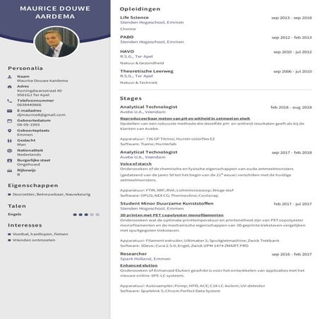 Cv maurice douwe aardema referentie op aanvraag | PDF