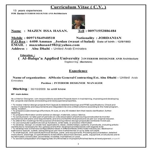 Cv mazen hasan senior interior designer and architecture (3) | DOCX