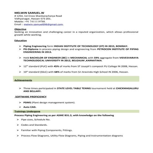 Cv melwin samuel w lt | DOC