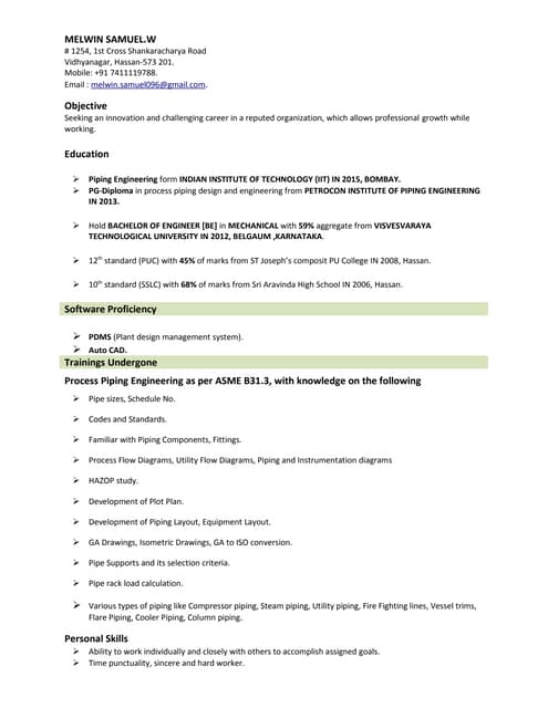 Cv melwin samuel w lt | PDF