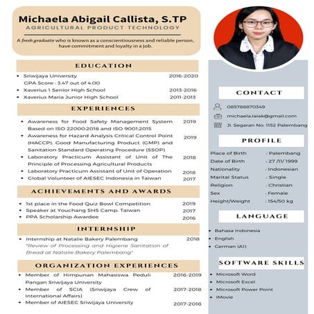 Cv michaela abigail callista s.tp
