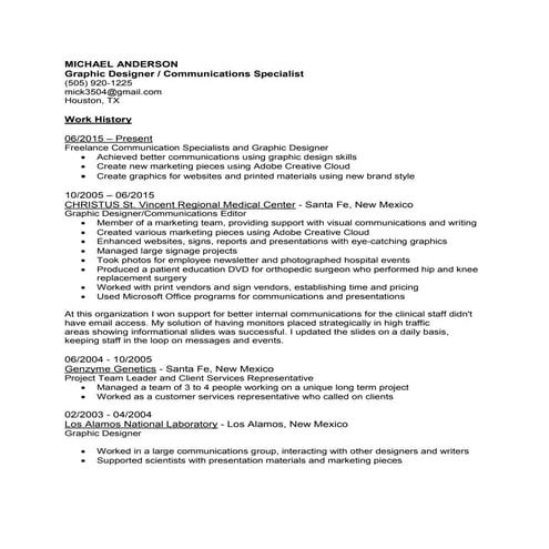 CV michael anderson 06_2016 | PDF