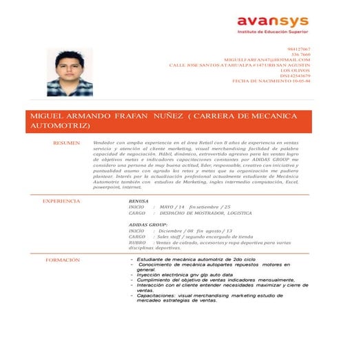 Cv miguel farfan nuñez | DOCX