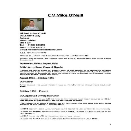 Mike O\'Neill CV | DOC