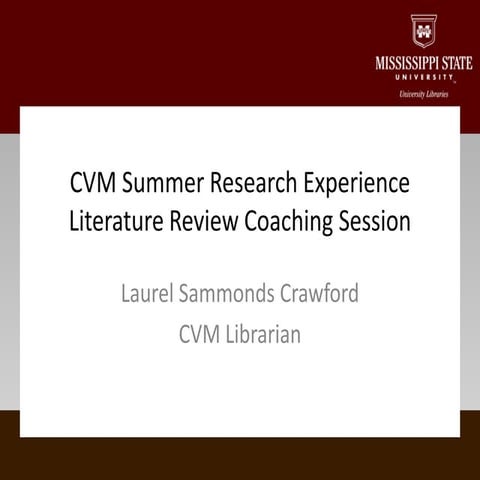 Cvm library summer research experience presentation 2013 | PPTX