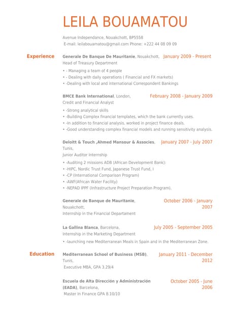 Resume mrs leila bouamatou | PDF