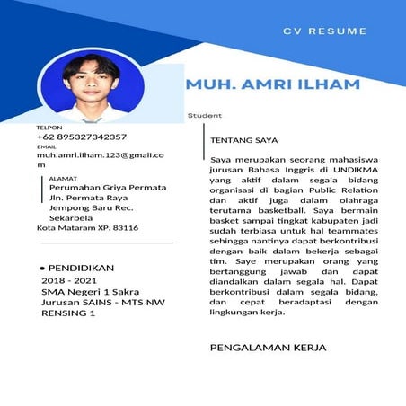 CV Muh. Amri Ilham terbaru 1.docxn mnbbbbbbbbbbbbbbbn | PDF