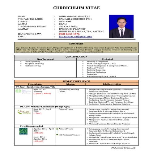 Cv (muhammad firdaus) | PDF
