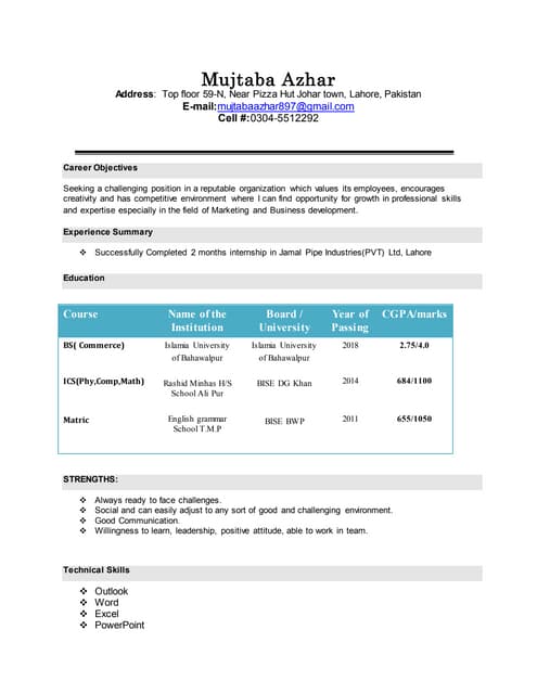 Resume for Store incharge | PDF
