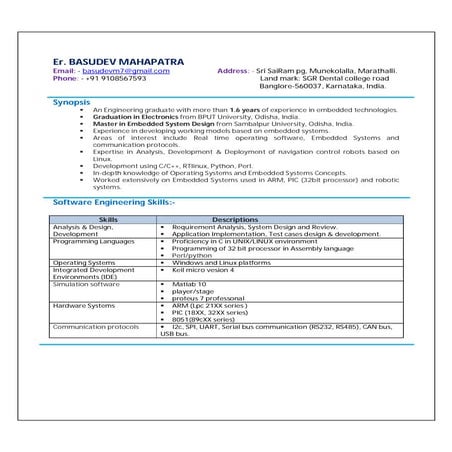 Cv new basu fresher embedded | PDF