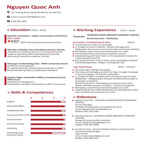 Cv nguyen quoc anh marketing_fmcg | PDF