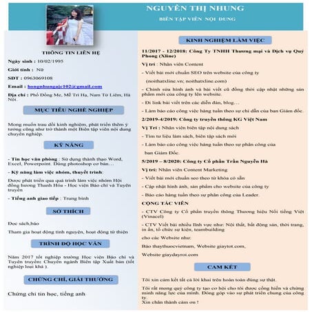 Cv nguyen thi nhung | PDF