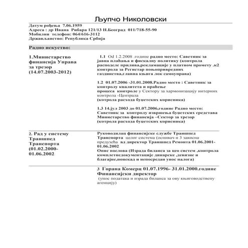 Cv nikolovski ljupco srpski | PDF