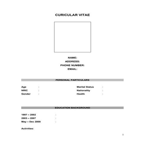 resume draft sheet | DOC | Resume Writing and Advice | Job Search