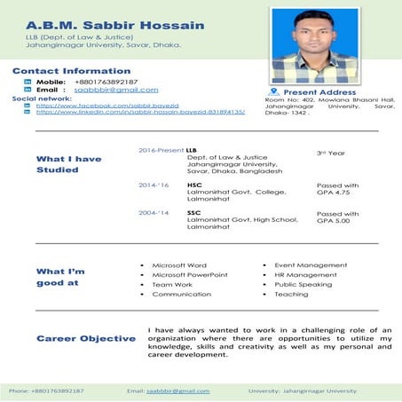 CV of A.B.M. Sabbir Hossain | PDF