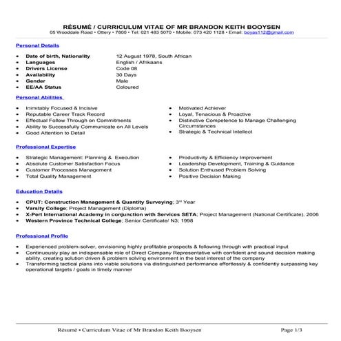 Cv of brandon keith booysen 2015.07 23 am,20 jul-16-1 | DOC