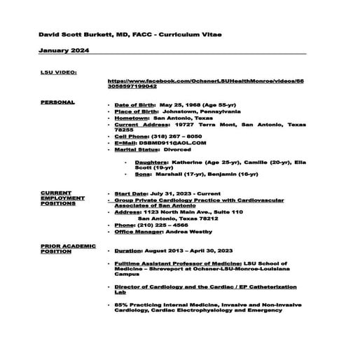 CV OF Dr. David Burkett | Cardiologist and Electrophysiologist . | PDF