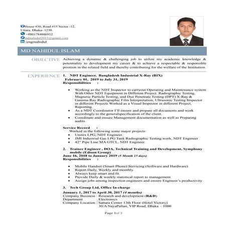 Cv of md nahidul islam | PDF