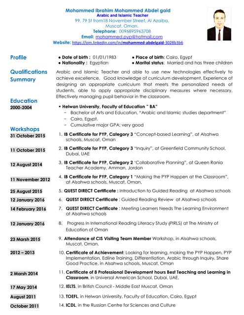 Safaa cv (1) | DOCX | Professional School | Postgraduate Education